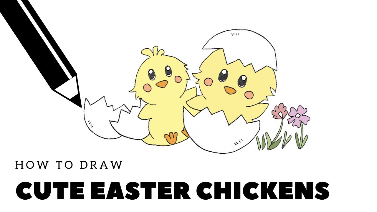 How To Draw cute Easter Chickens I Easy Easter Drawing I Happy Drawing ...