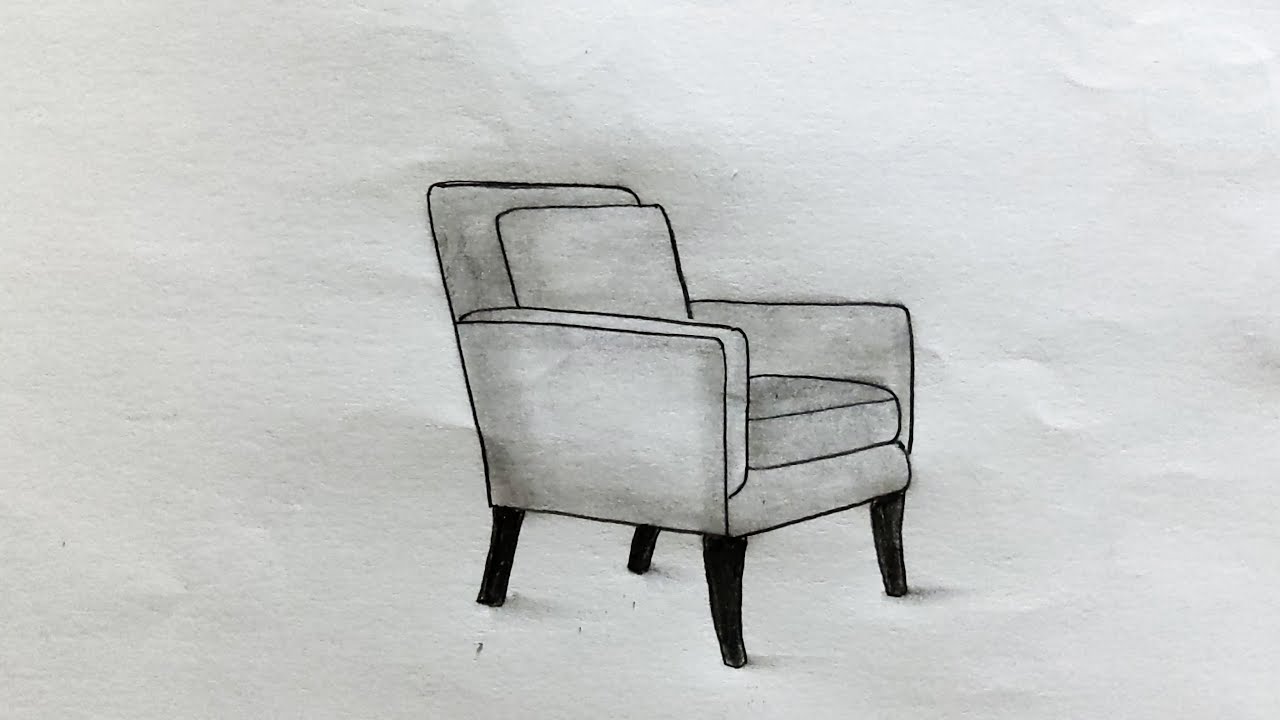 How to draw sofa chair - Easy chair drawing - Pencil drawing ideas ...