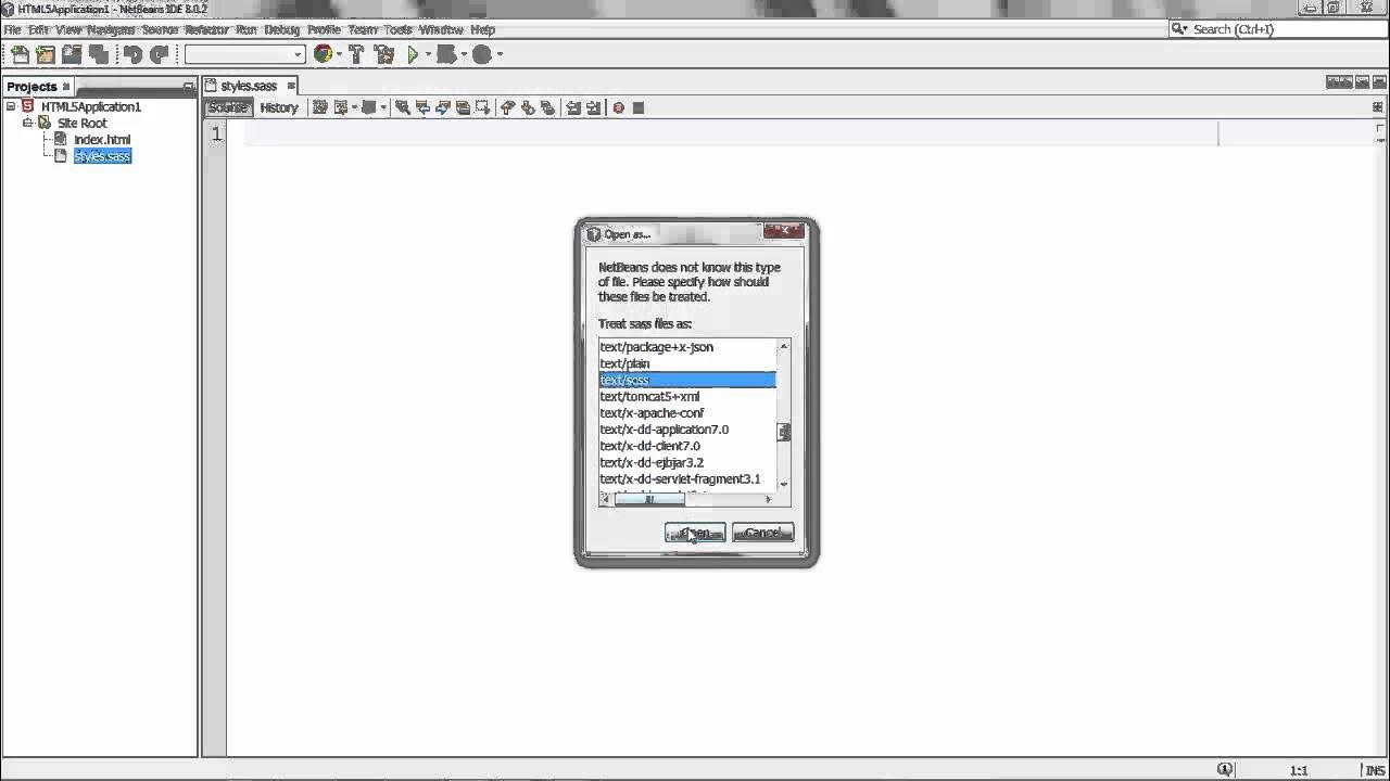 Custom File Extension for SASS Files in NetBeans IDE - YouTube