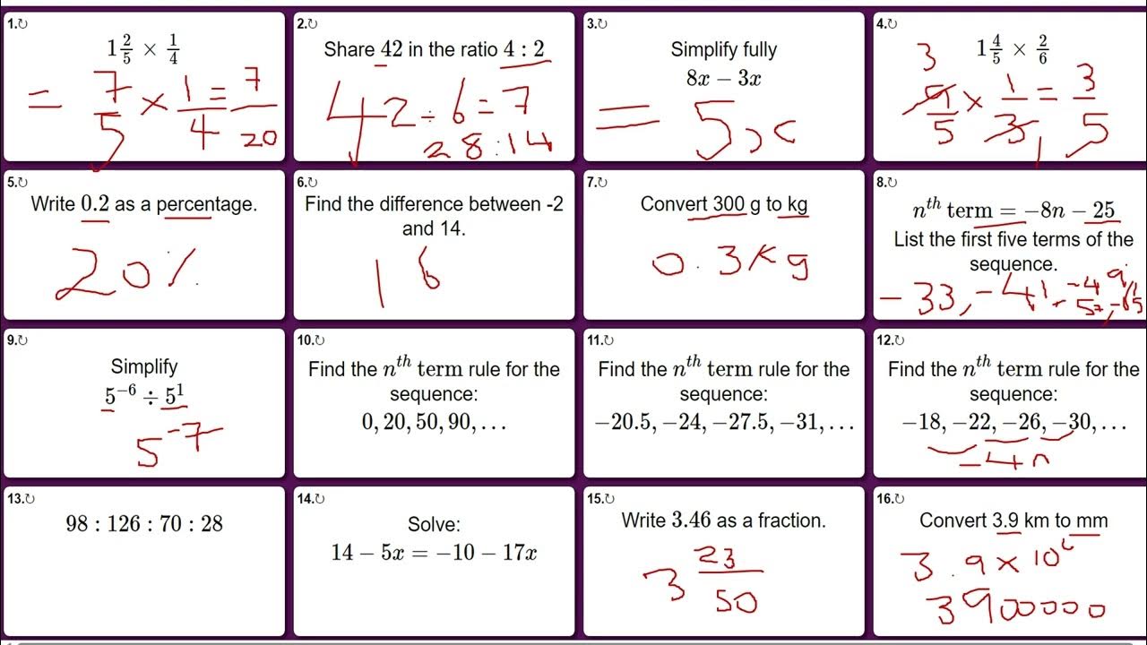 GCSE 9-1 Maths KS3 Maths Exam Style Questions End of Year Assessments ...