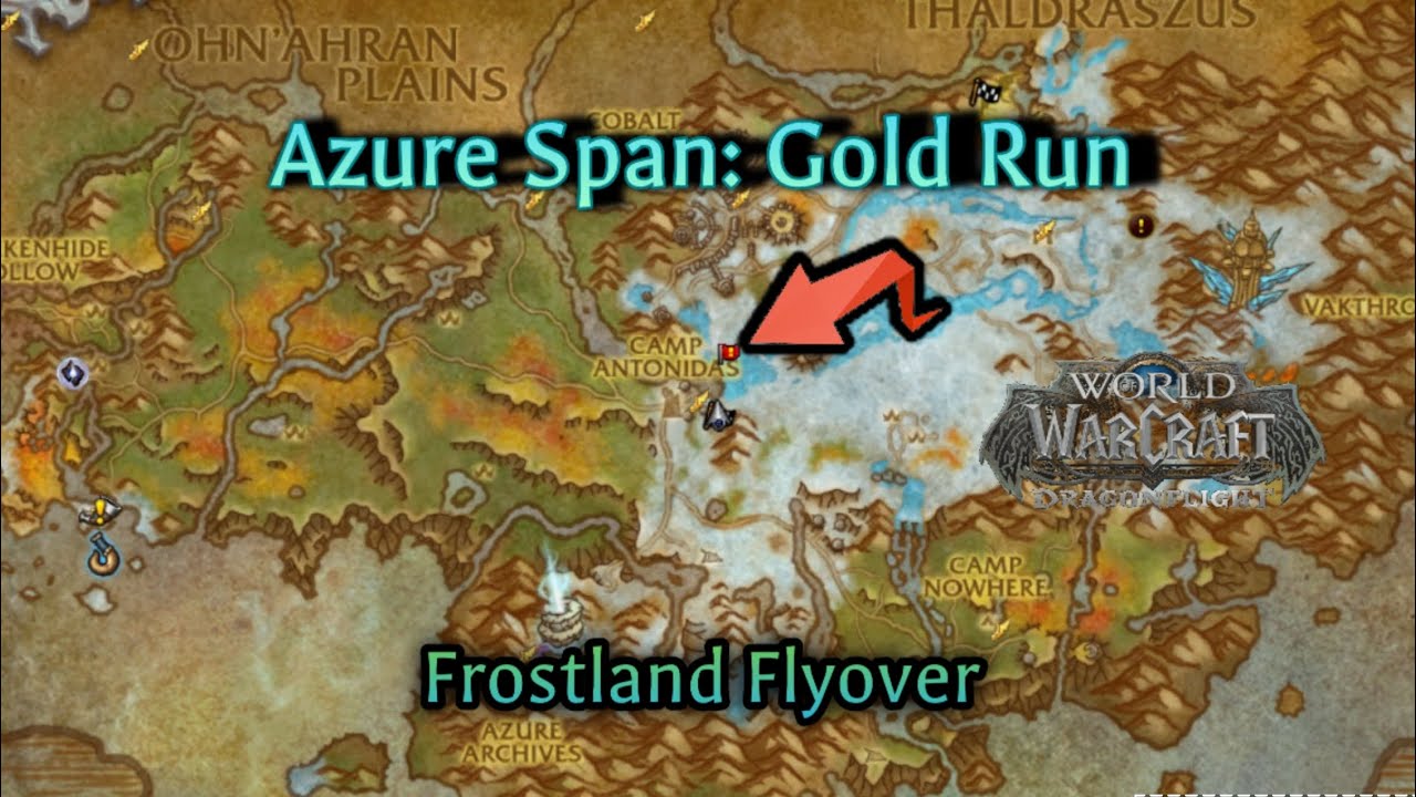 World of Warcraft Dragonflight: Azure Span: Gold Run - Frostland Flyover Dragonflying - YouTube