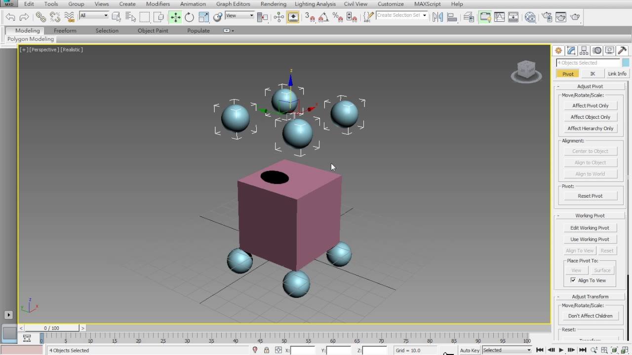 3ds Max 2015 教學課程 0038 Pivot物件軸心 練習 - YouTube