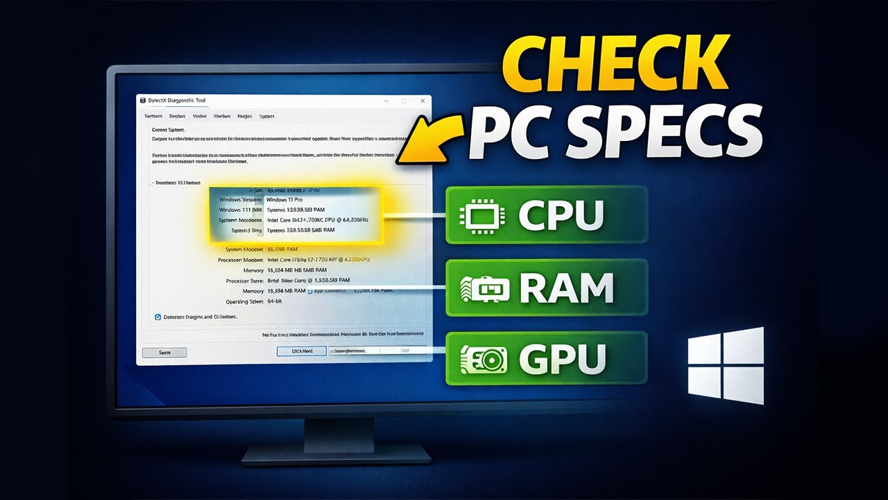 How to Check Your PC Specifications Using DxDiag - YouTube