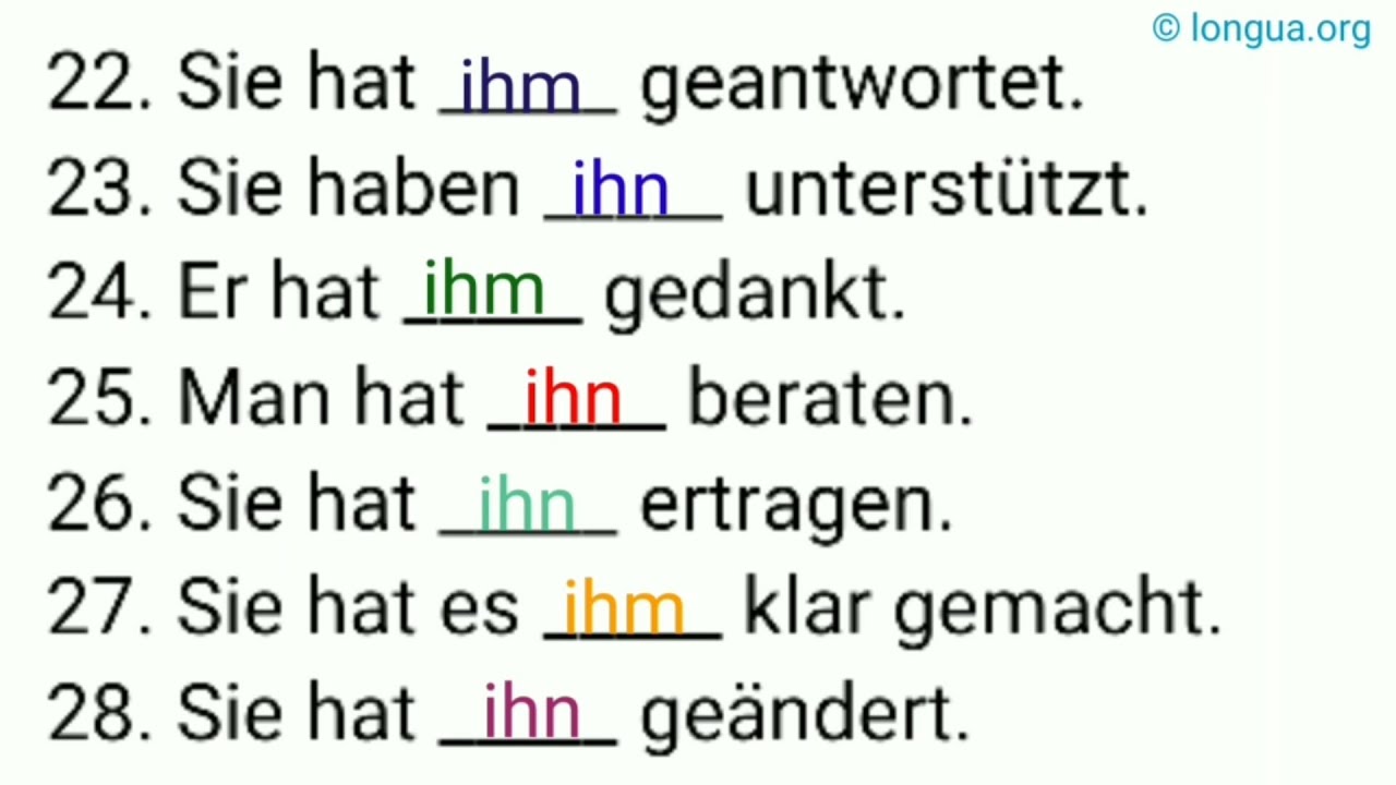 ich mich mir, du dich dir, er ihn ihm, sie sie ihr, es es ihm, wir uns ...