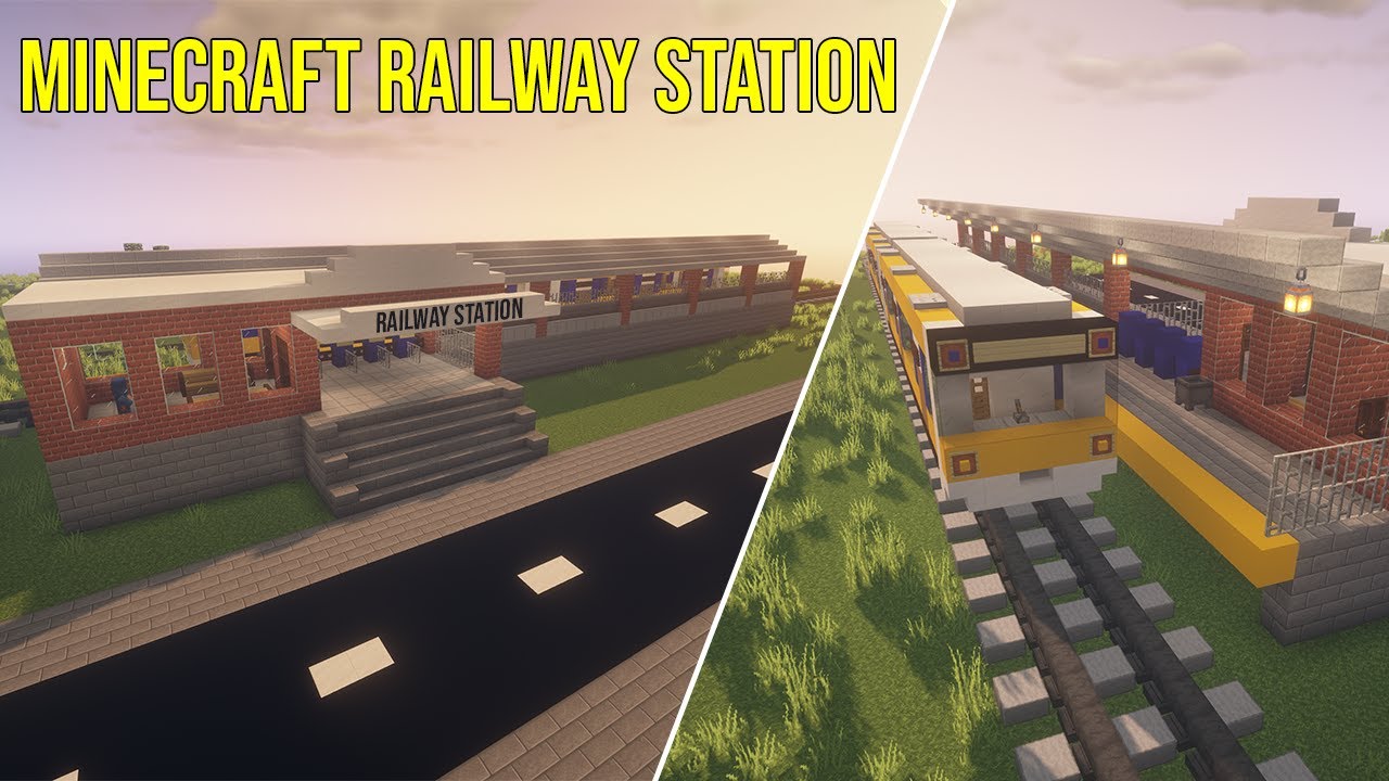 Minecraft railway station - Tutorial - YouTube
