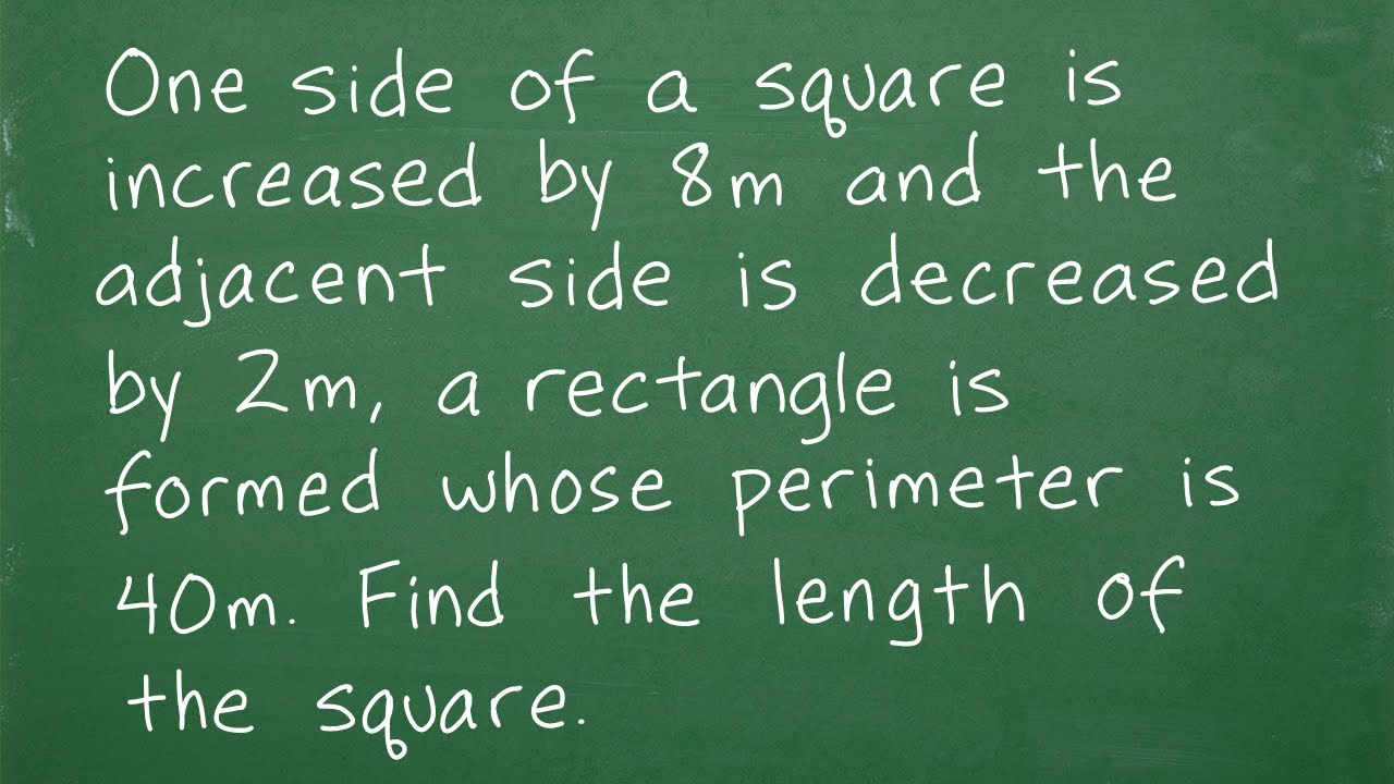 1 side of a square is increased, the other side decreased to form a ...