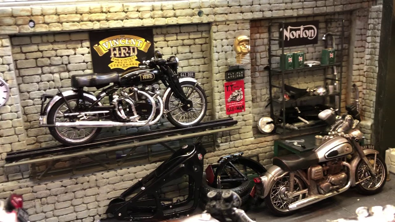 Classic motorcycle garage - YouTube