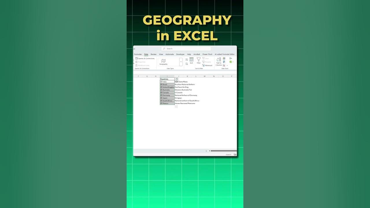 Excel Geography Data Type – Get Country Info Instantly! - YouTube