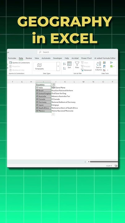 Excel Geography Data Type – Get Country Info Instantly! - YouTube