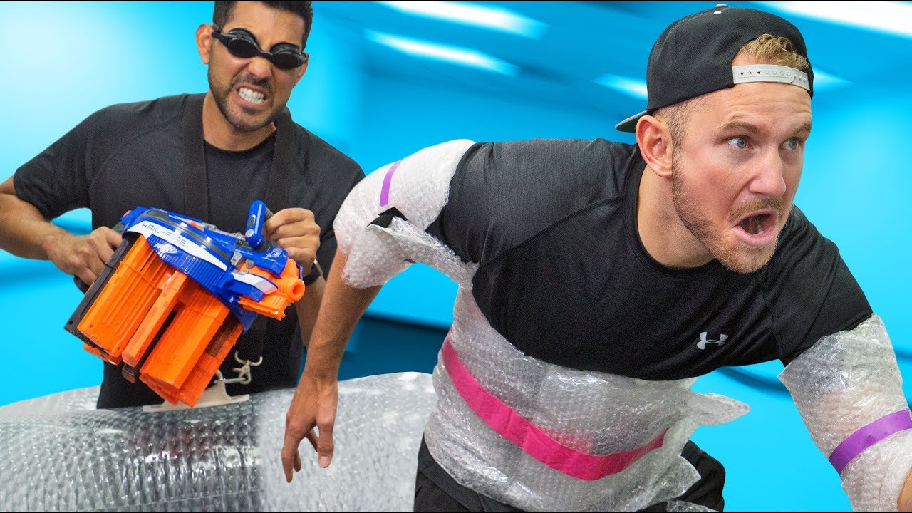 NERF Bubble Wrap Armor Challenge! - YouTube