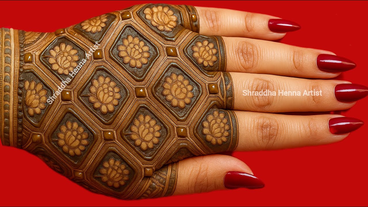 Backhand easy Advance 3D Grid Mehndi Design Beautiful Henna Design ...