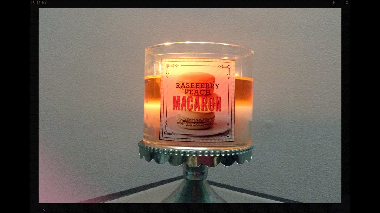 Review Of Bath and Body Works Raspberry Peach Macaron Candle 2014 - YouTube