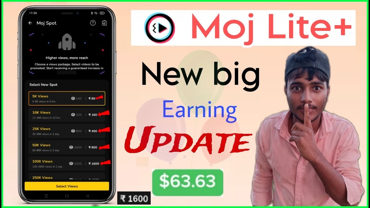 Moj lite new big earning update | moj lite se paisa kaise kamaye simple ...