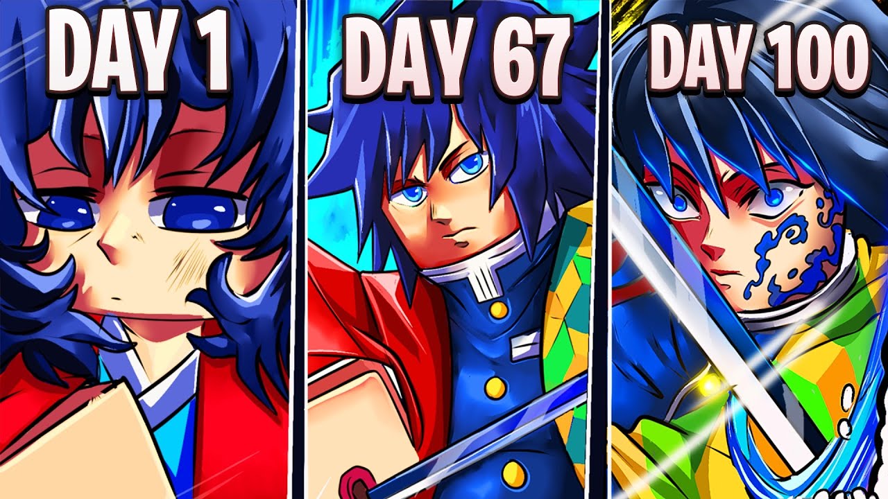 Spending 100 Days As GIYUU Tomioka In Project Slayers.. - YouTube