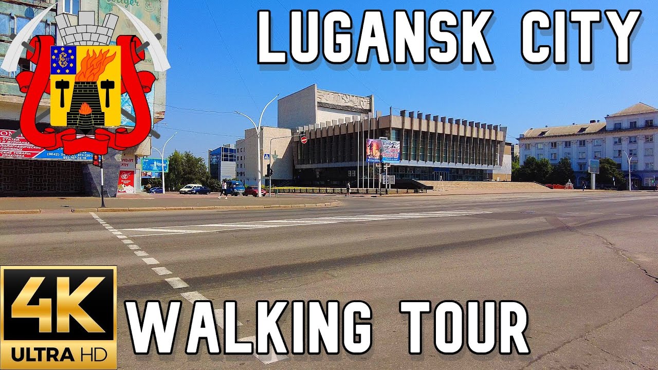 #7 Walking tour Lugansk city, Donbass - City downtown - [4k video ...