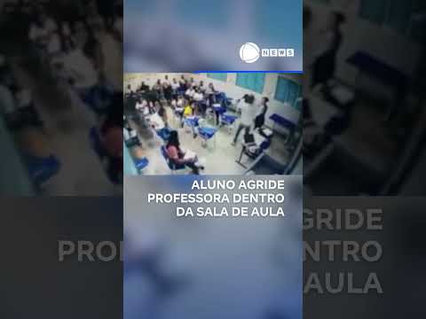 Aluno agride professora dentro da sala de aula. 📲 #RecordNews #shorts