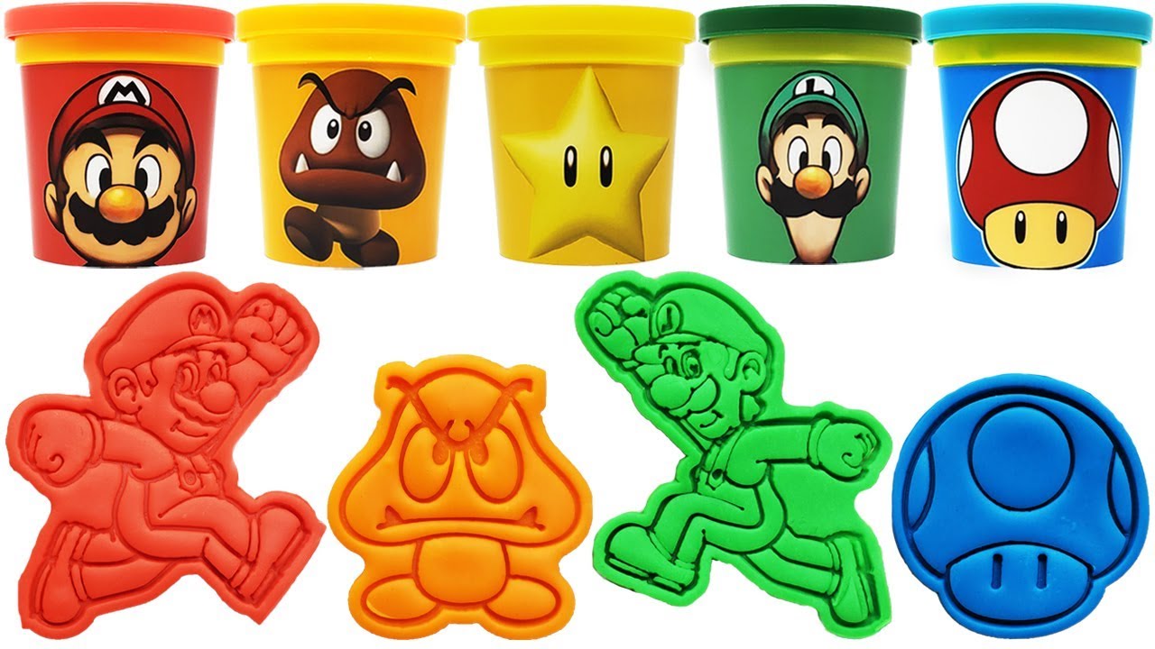 Super Mario Characters: Goomba, Luigi, and Toad Play-Doh Molds and Toys ...