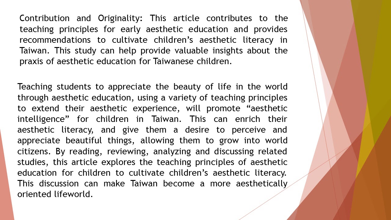 Teaching Principles for Aesthetic Education Cultivating Taiwanese ...