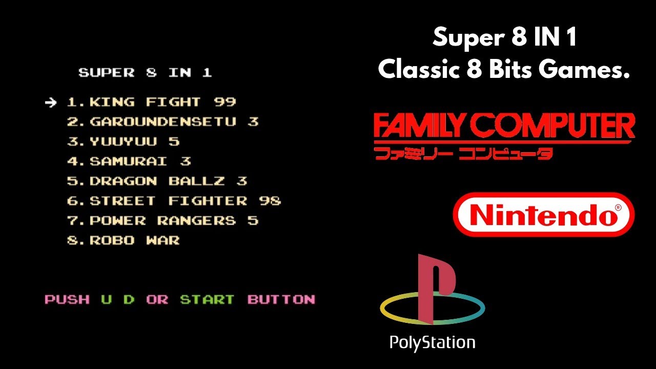 NES Tested Super 8 In 1: Classic 8 Bits Games (Nes, Famicom. Family ...