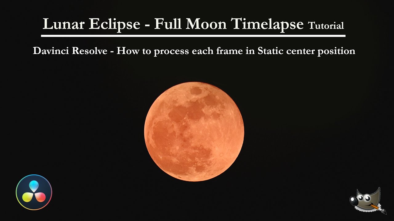 Lunar Eclipse to Full moon Transition Time lapse | Tutorial how to merge all image frame to one ...
