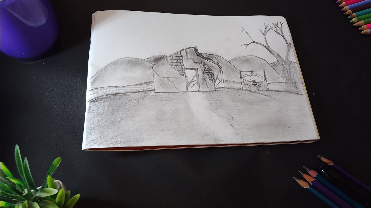 how to drow damaged house for bigners - YouTube