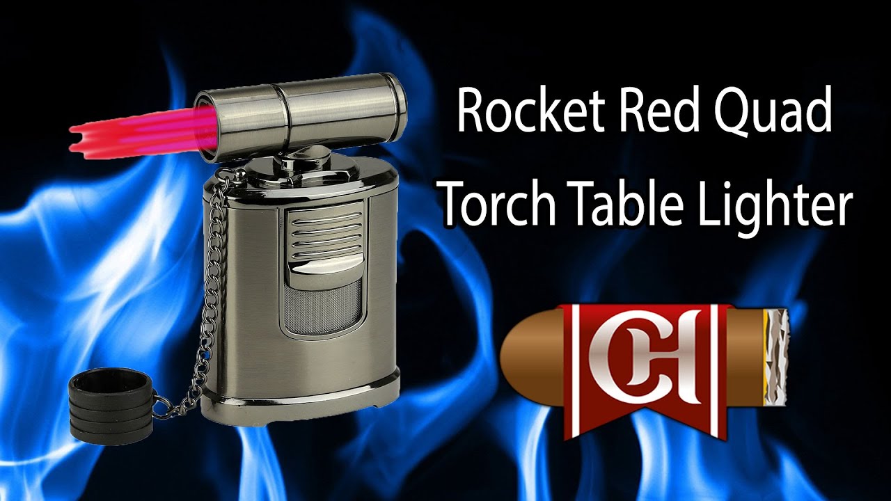 Rocket Red Quad Torch Table Lighter - YouTube