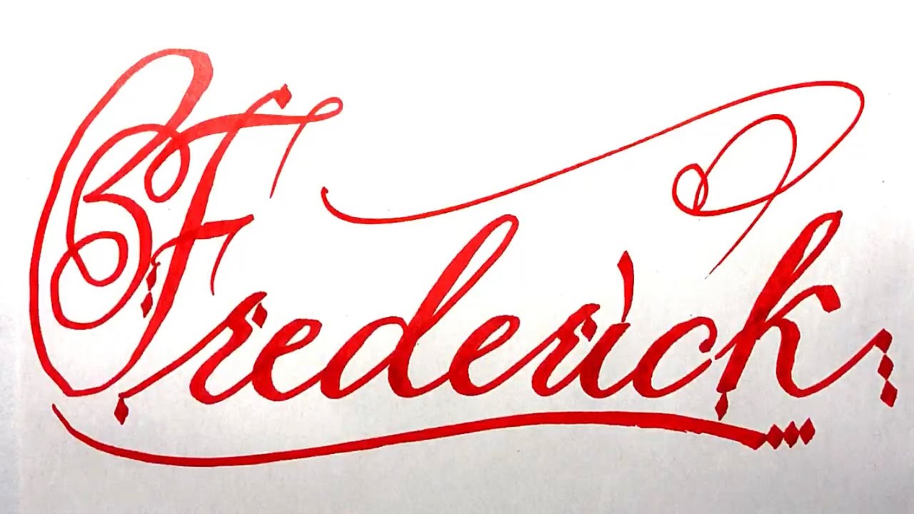 Frederick Name Signature Calligraphy Status | How to write with Cut ...