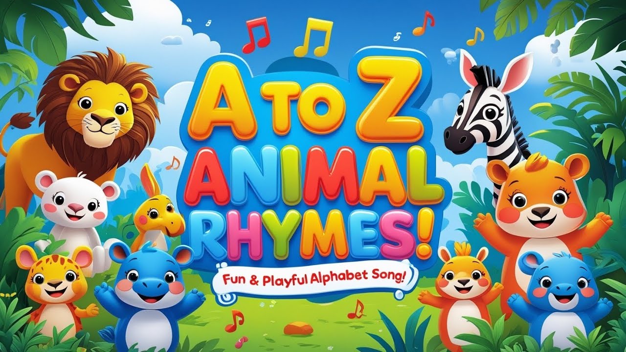 A to Z Animal Rhymes for Kids | Fun & Playful Alphabet Song | Nursery ...