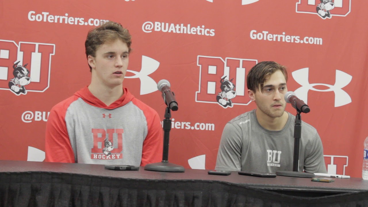 BU Hockey - Jake Oettinger, Chad Krys Postgame (11/3/17) vs Providence ...