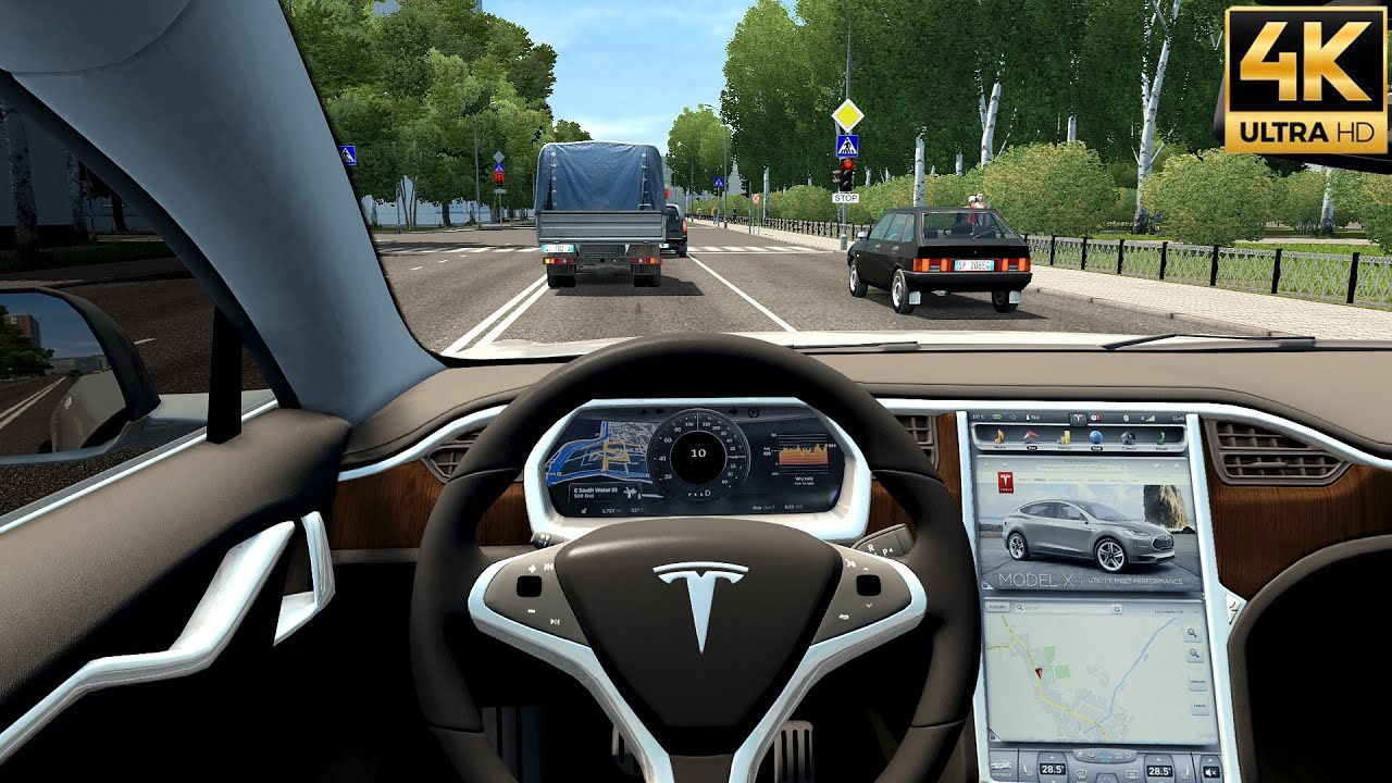 Tesla Model X - City Car Driving - Logitech G29 - 4K - YouTube
