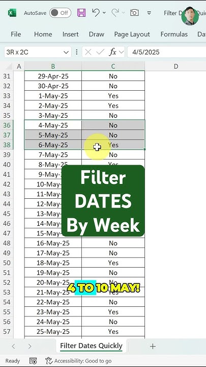 Do you know how to filter DATES by week? - YouTube