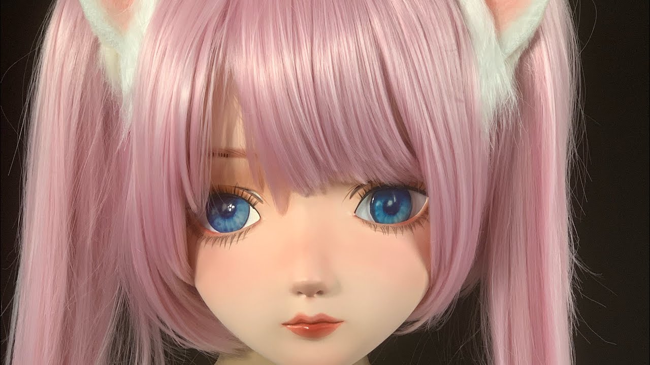 Full head with lock bjd doll kigurumi mask for show - YouTube