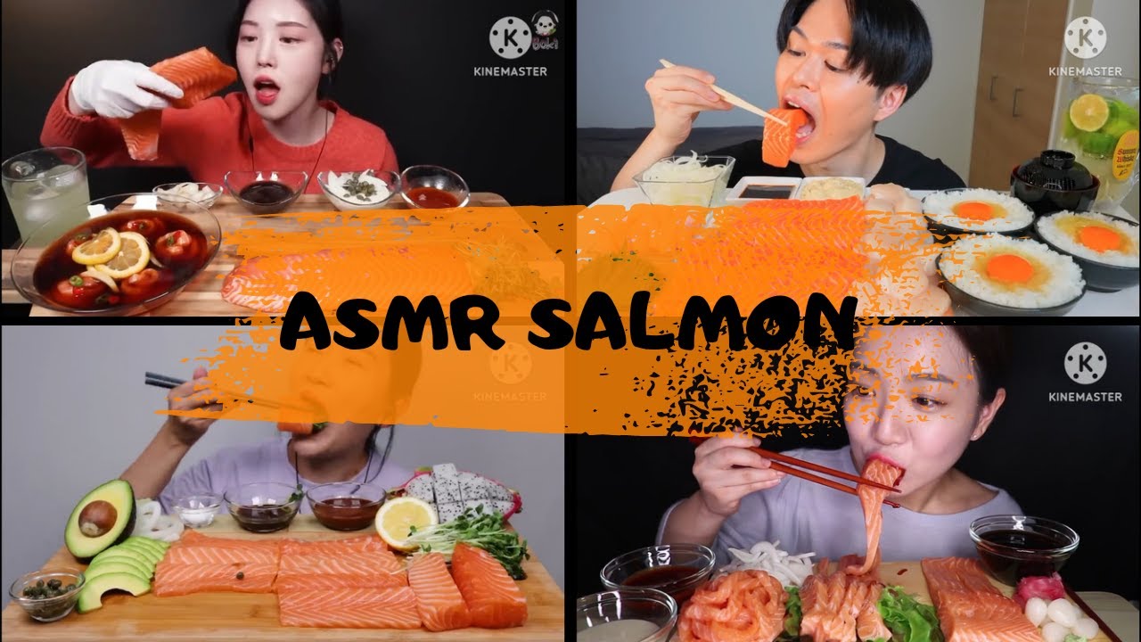 ASMR RAW SALMON | mukbang salmon compilation - YouTube