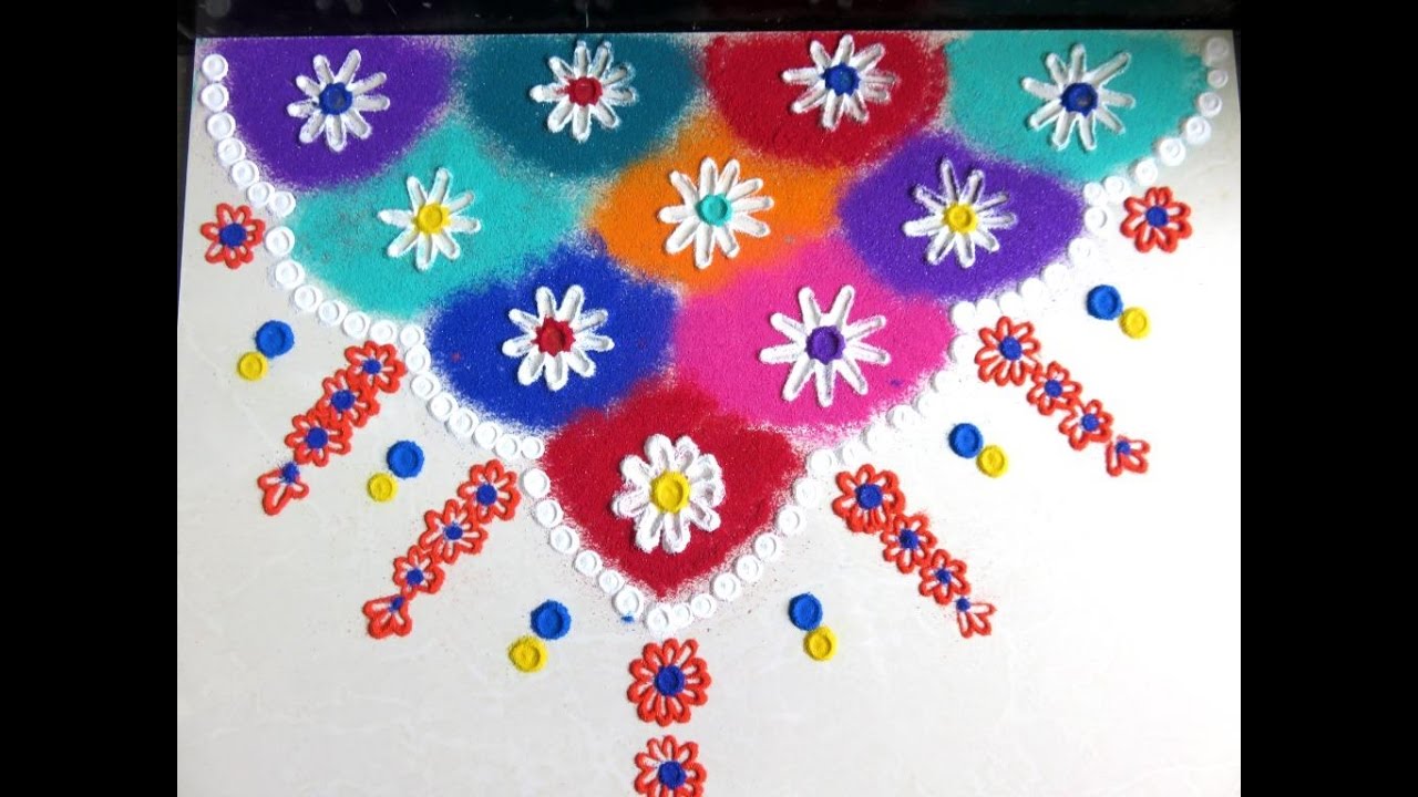 How To Make Wall Side Colourfull Rangoli Design Created By Latest ...