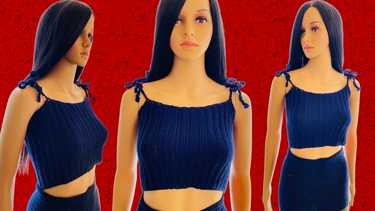 How To Crochet A Simple Crop Top With Straps | Easy Step by Step Ribbed ...