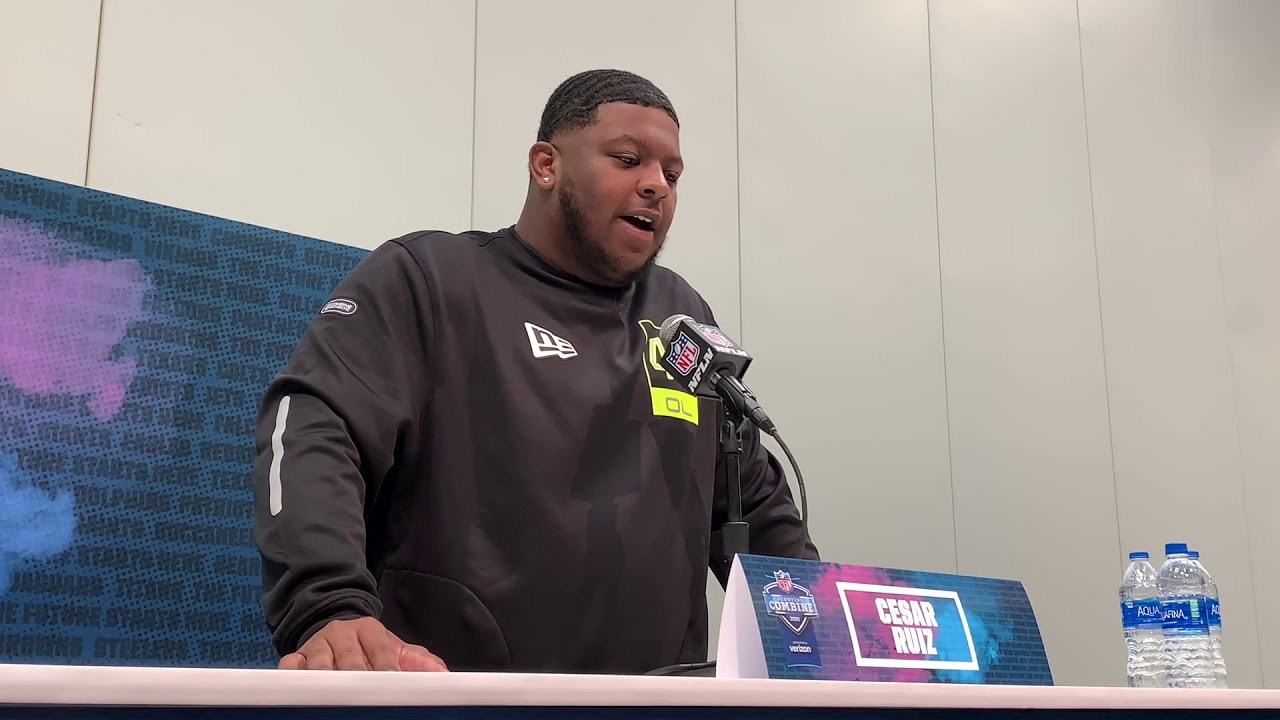 Michigan center Cesar Ruiz at 2020 NFL Combine - YouTube