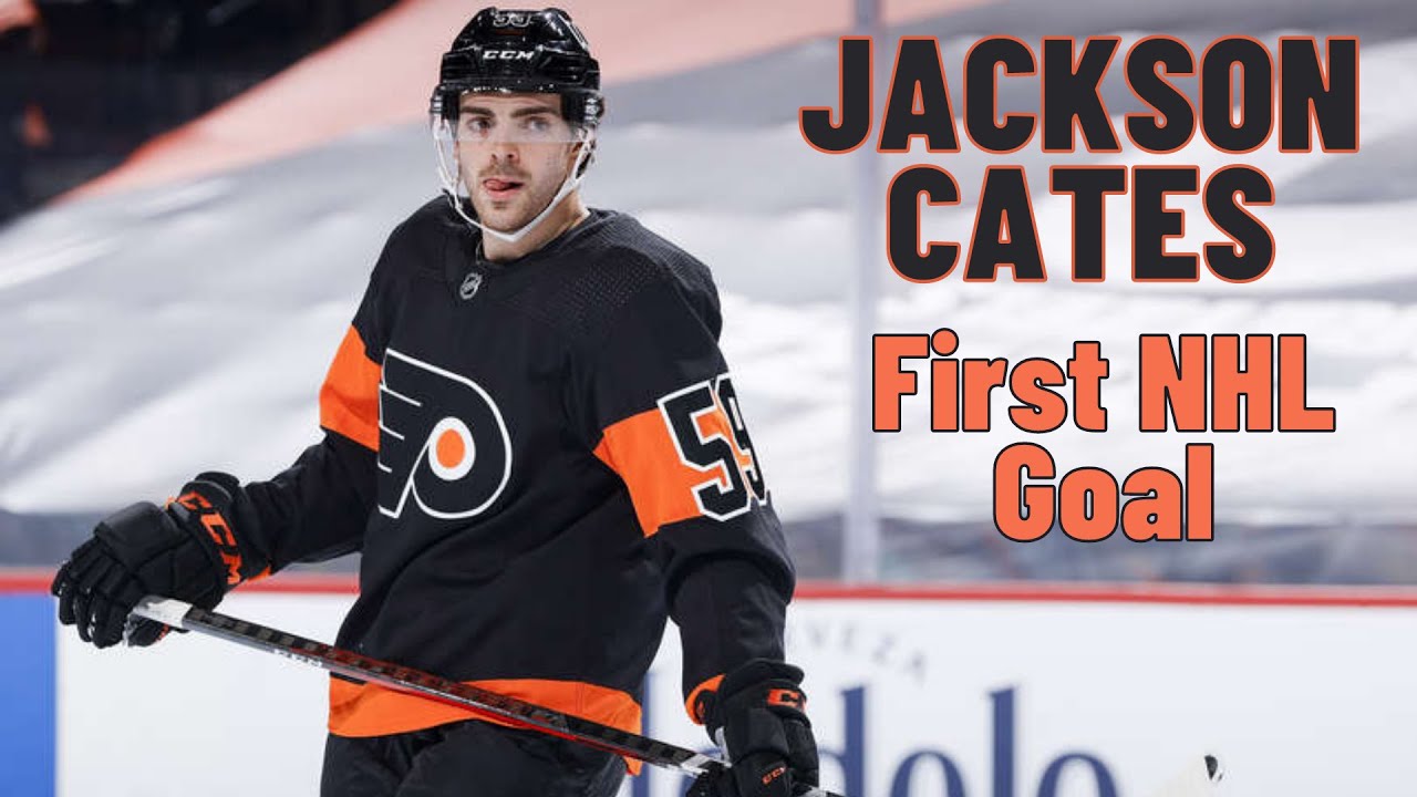 Jackson Cates #59 (Philadelphia Flyers) first NHL goal Dec 16, 2021 ...