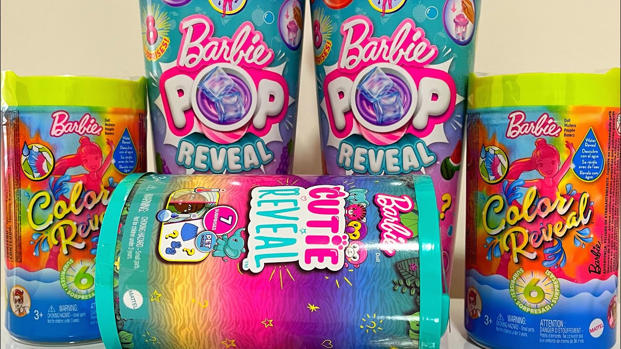 Asmr Huge Slime Barbie POP COLOR REVEAL collection unboxing No talking ...