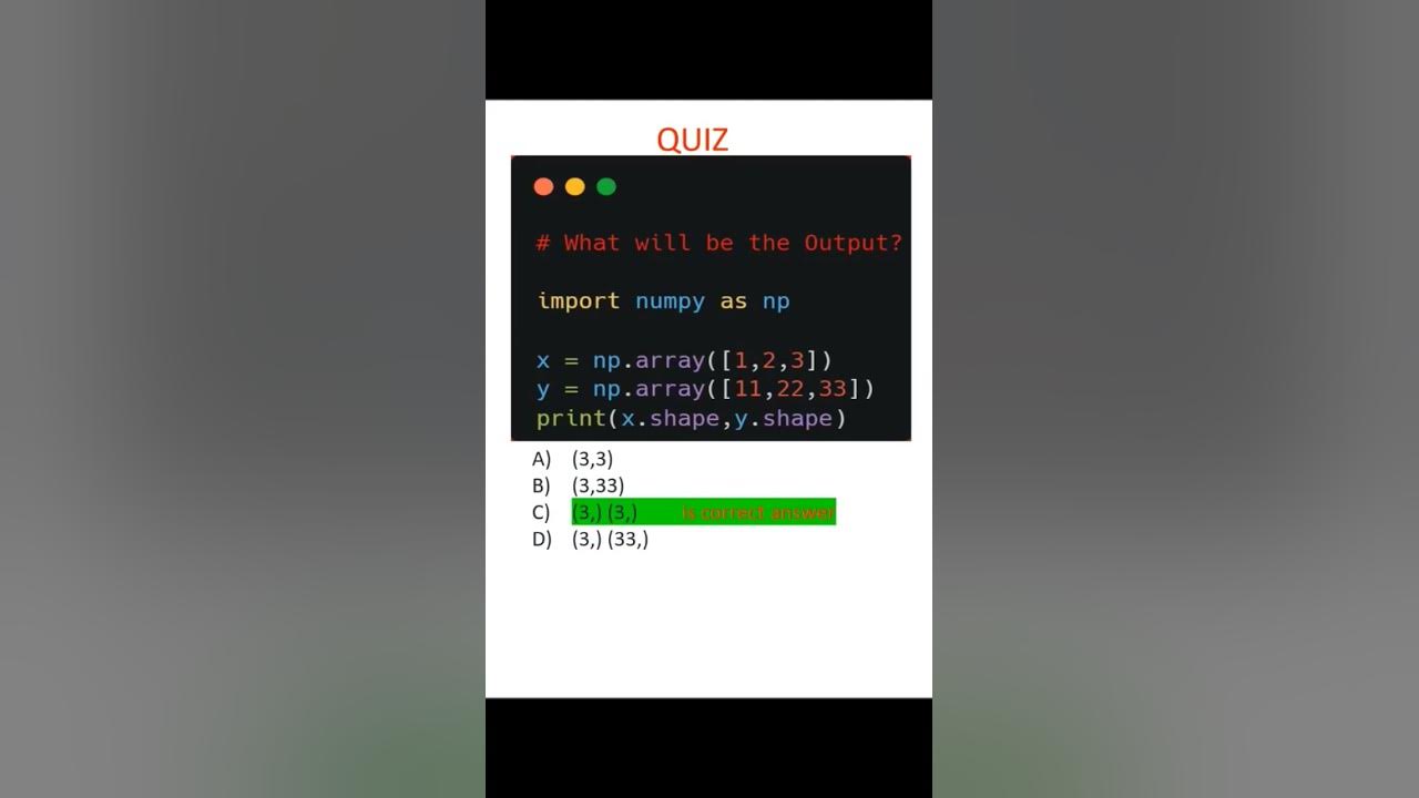 Find The Output Of The Code Python Datascience Numpy Algorithm Output Computerprogramming 6841