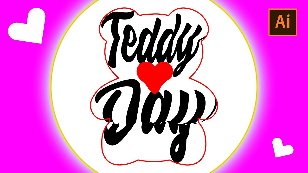 Teddy Day Typography Design in Illustrator | Illustrator Tutorial ...