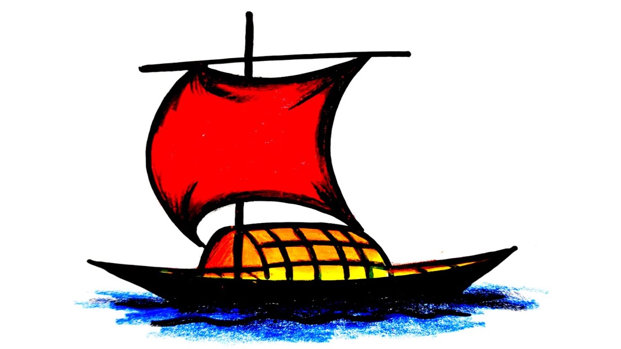 পালতোলা নৌকা আঁকা | Paltola Nouka Drawing | How To Draw A Boat Step By ...