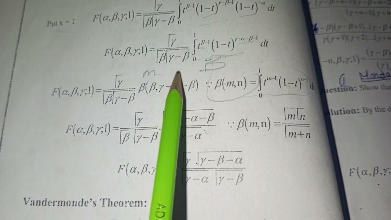 lecture no 7 part 3 special function topic gauss theorem and vandermonde theorem - YouTube