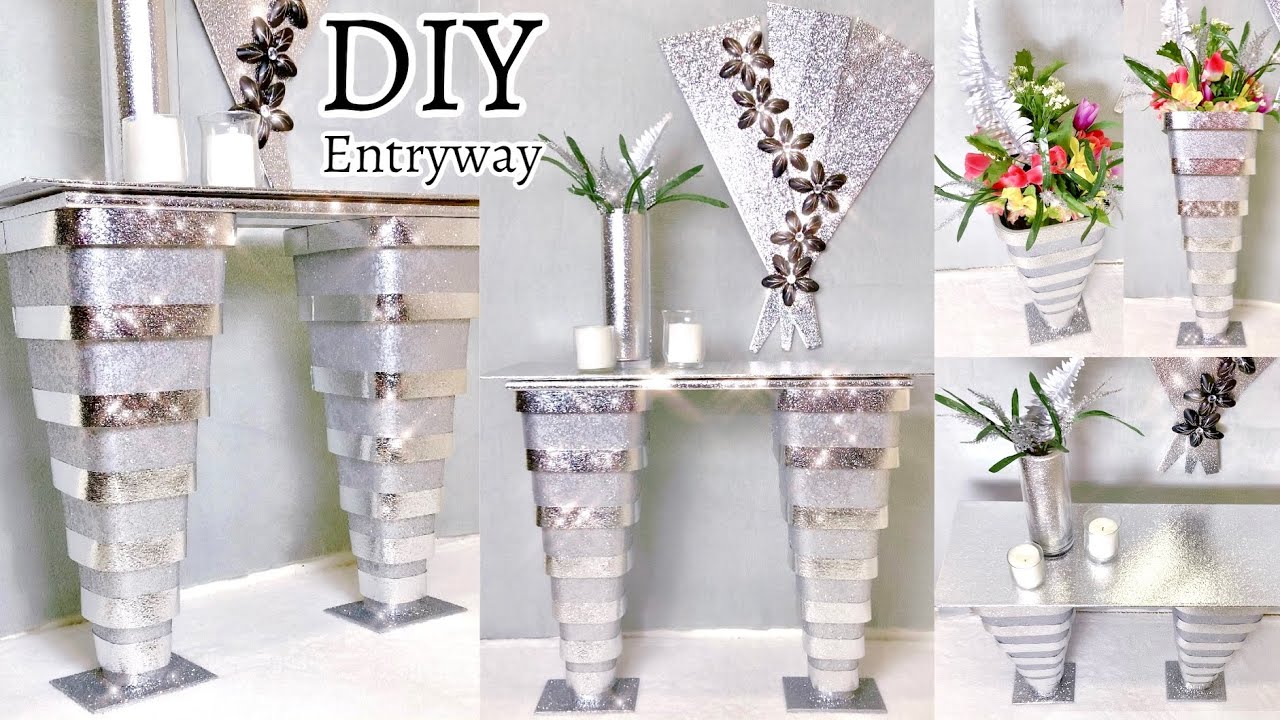 Wow🤩Amazing DIY Glamorous Shimmering Tall Entryway Table Using Food ...