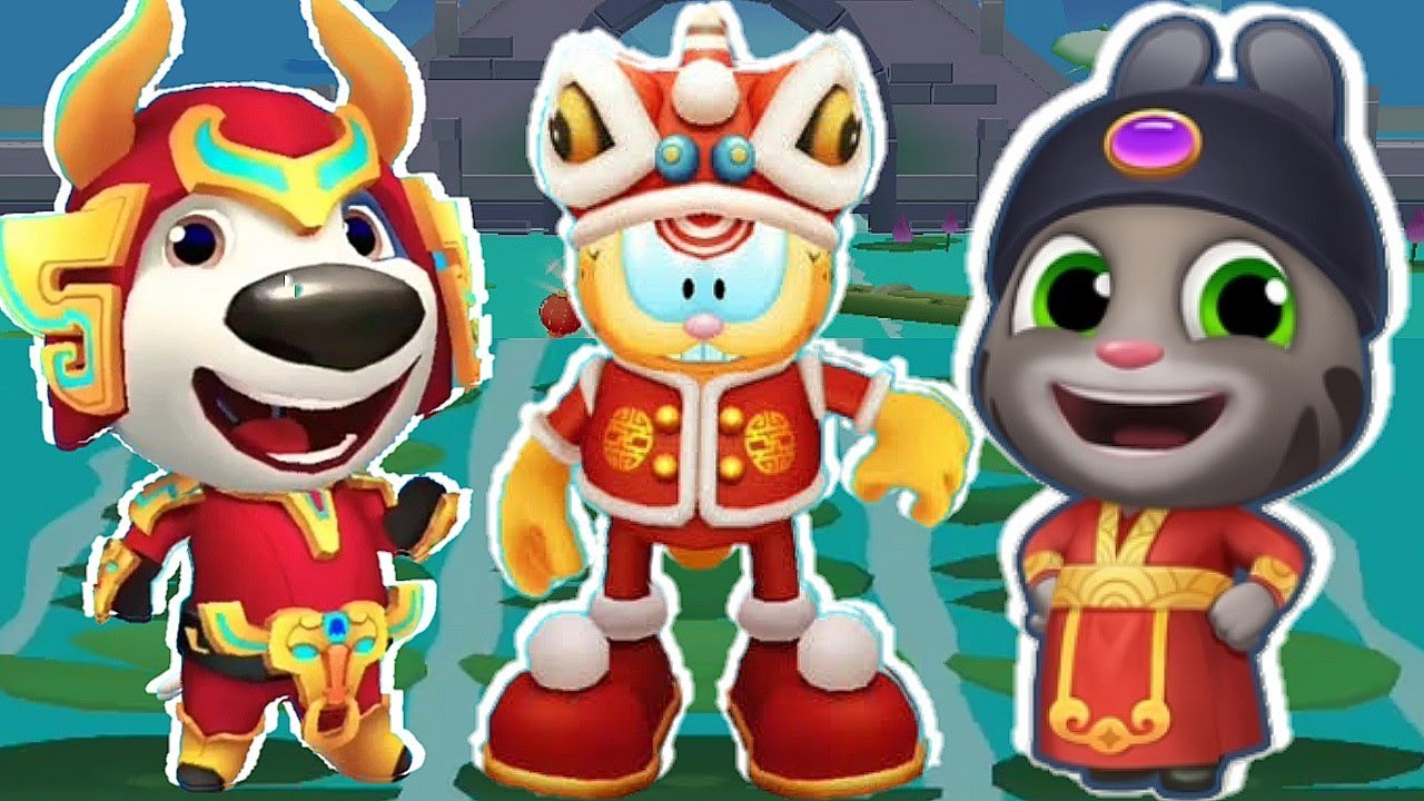 Talking Tom Hero Dash vs Talking Tom Gold Run vs Garfield Rush Rabbit ...