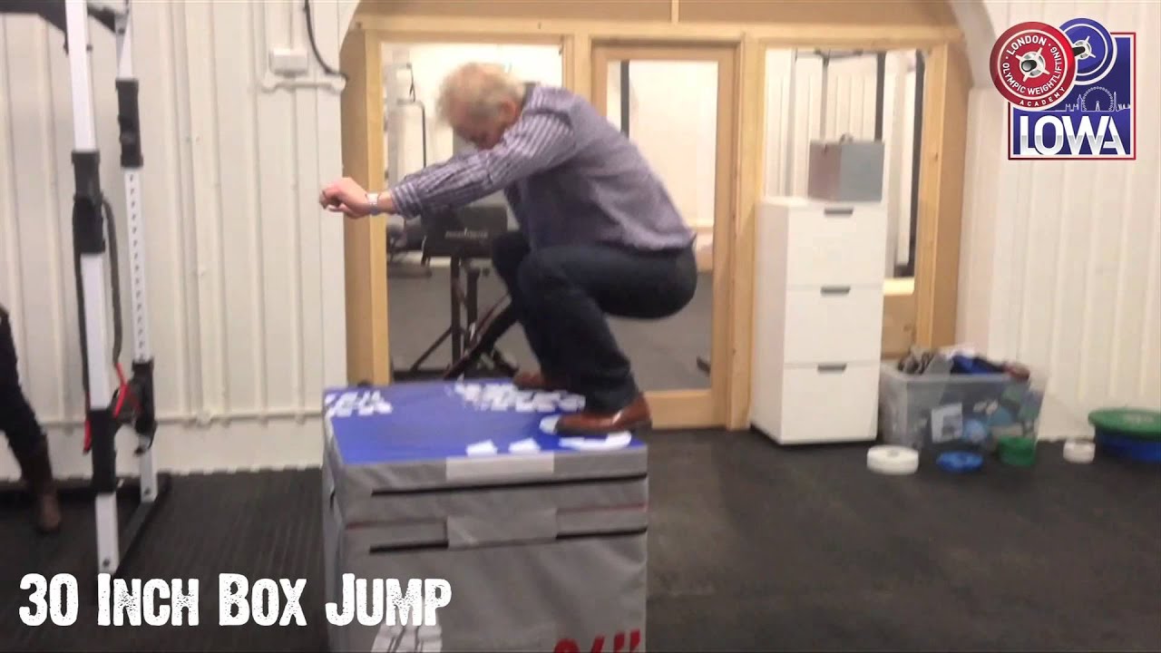 Dad Doing A 30 Inch Box Jump - London Olympic Weightlifting Club - YouTube