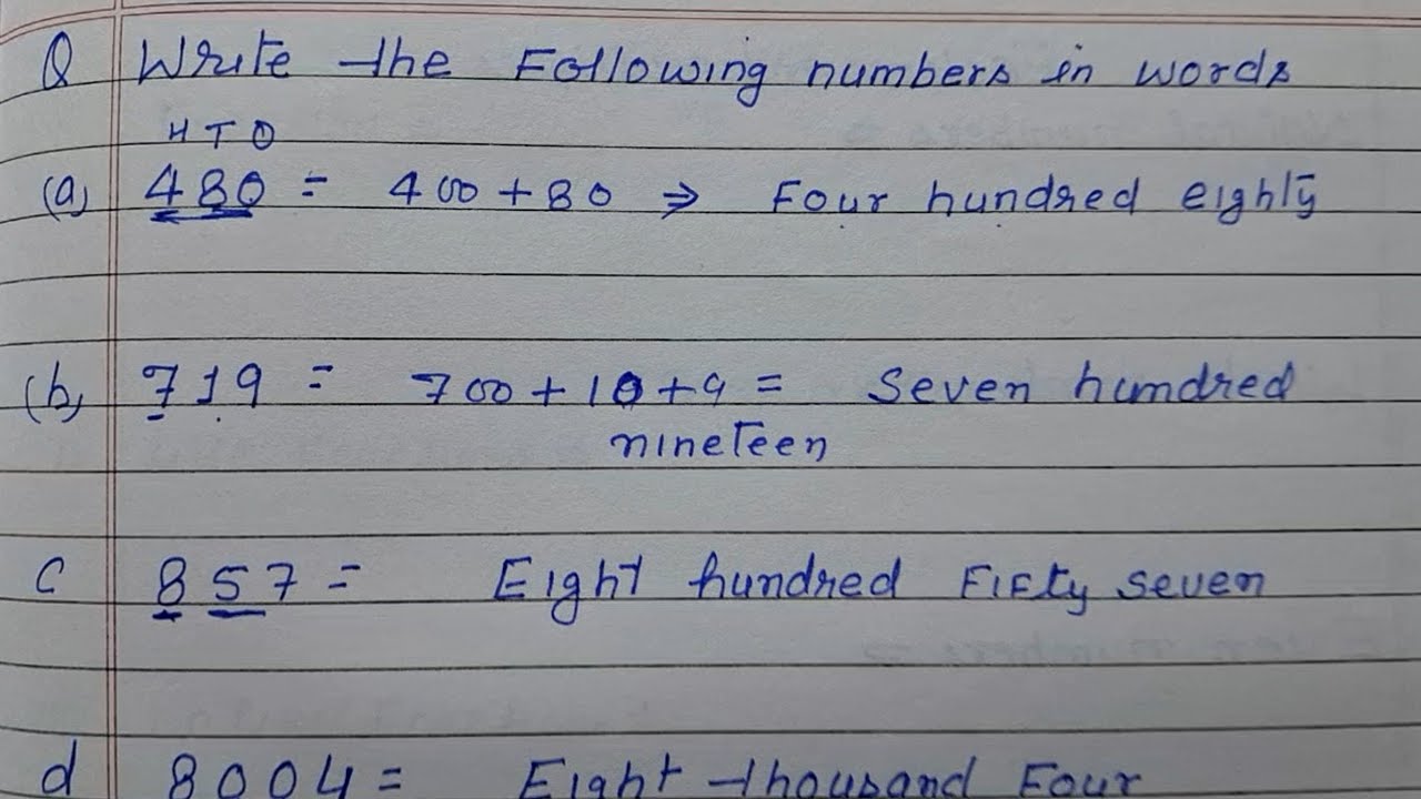 Write the following numbers in words | Write these numbers in world ...