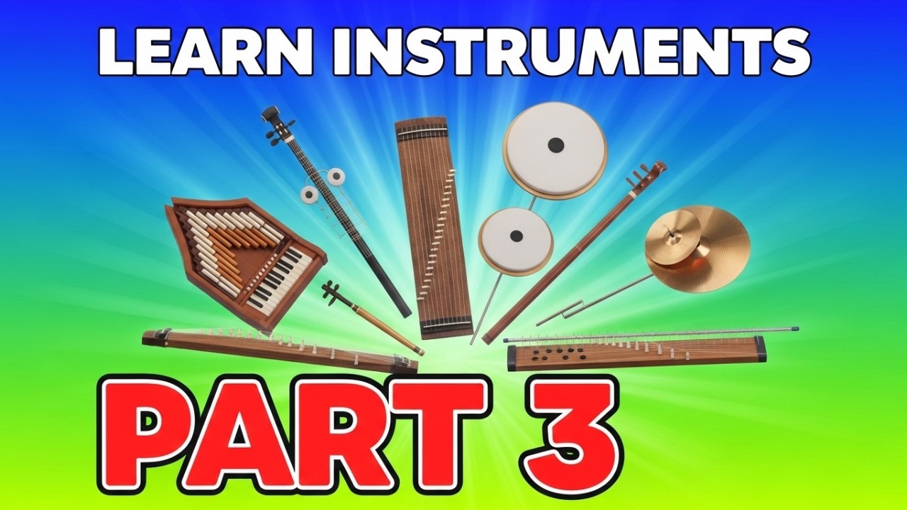 Learn Musical Instrument Names for Kids Part 3 | Fun 3D Learning Video ...