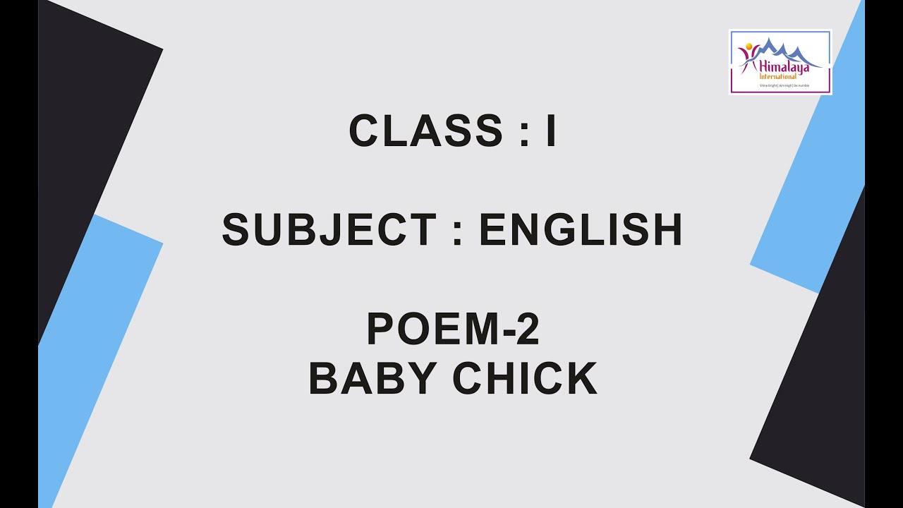 Class 1 English Poem 2 - Baby Chick - YouTube