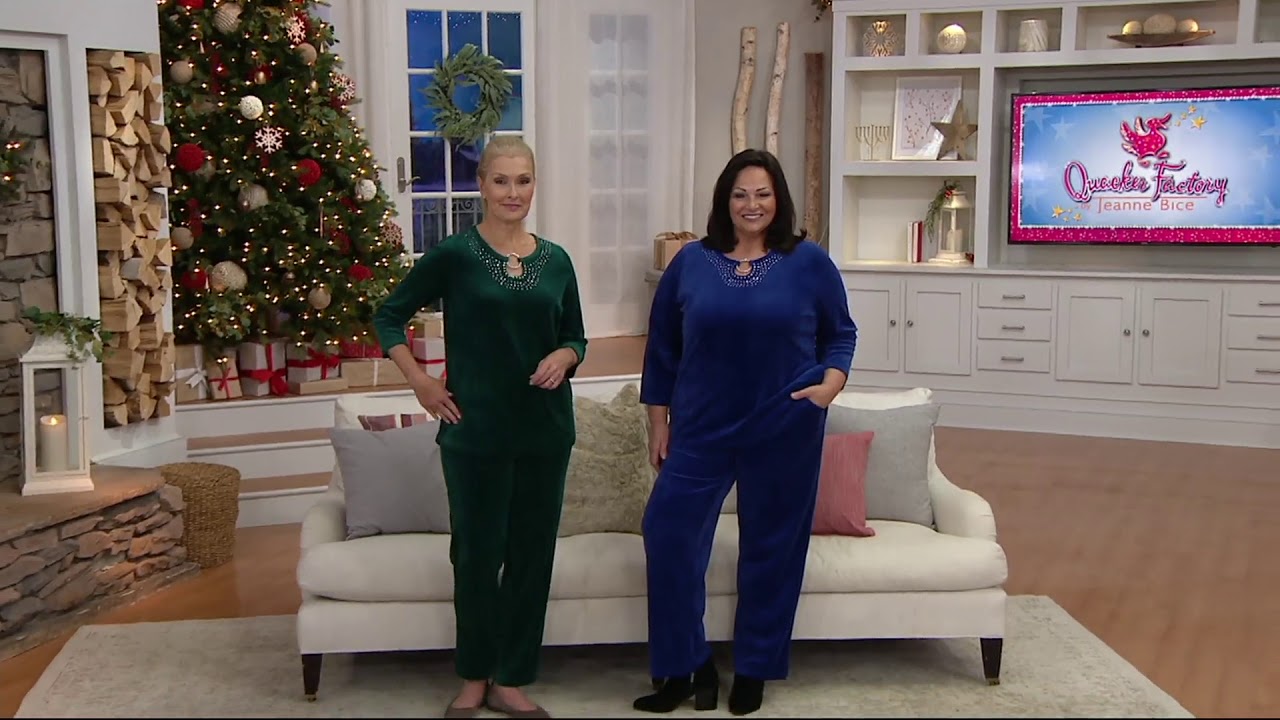 Quacker Factory Keyhole Velour Tunic and Pants Set on QVC - YouTube