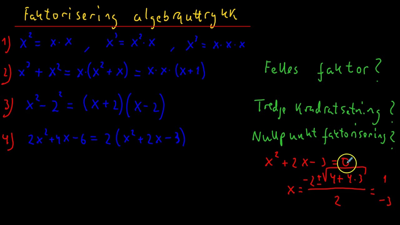 Faktorisering av algebrauttrykk R1 - YouTube